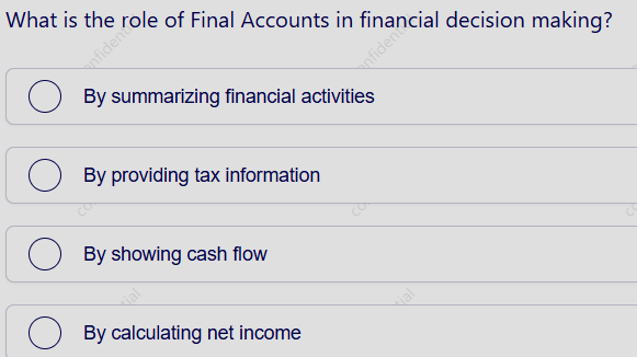 What is the role of Final Accounts in | StudyX