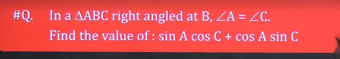 In a $ ABC$ right angled at B, $ A = C$. | StudyX