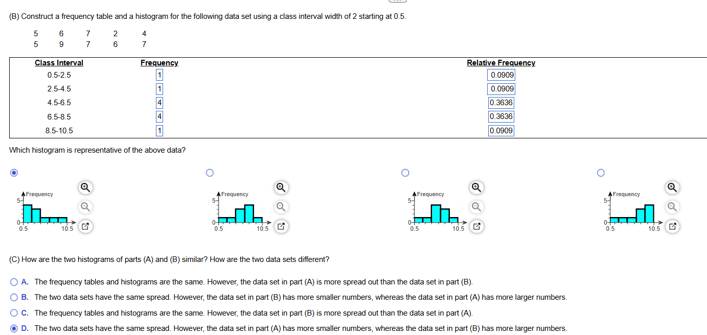 **(B) Construct a frequency table and a | StudyX