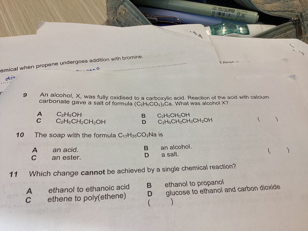 An alcohol, X, was fully oxidised to a