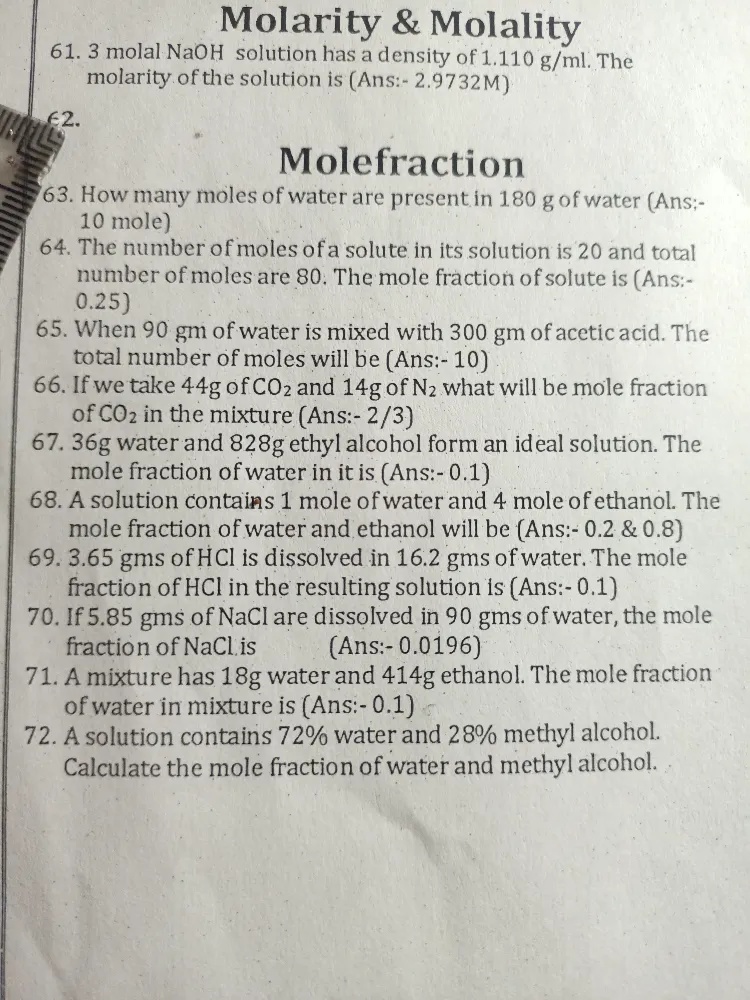 63. How many moles of water are present in | StudyX