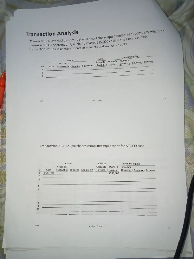 Transaction Analysis Transaction 1. Ray | StudyX