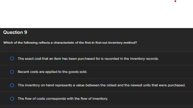 Question 9 Which of the following reflects | StudyX