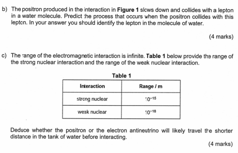 b) The positron produced in the interaction | StudyX