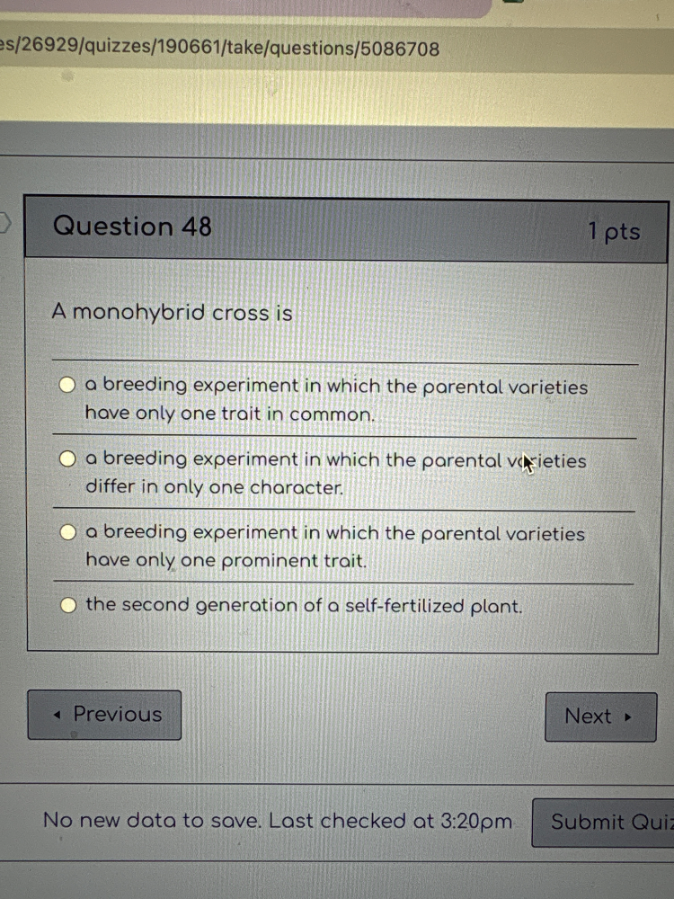 A monohybrid cross is a breeding experiment