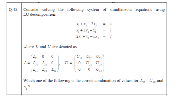 Q.45 Consider solving the following system | StudyX