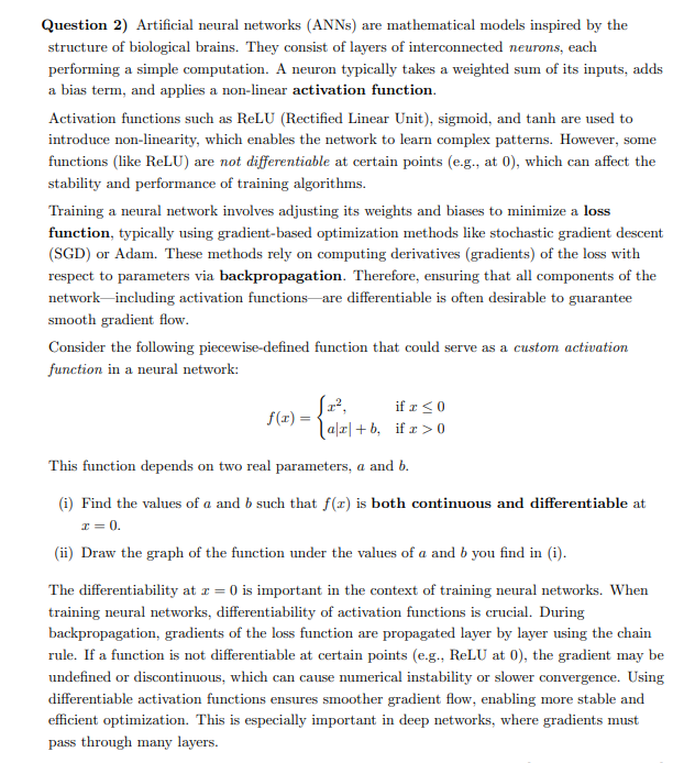 Question 2) Artificial neural networks | StudyX