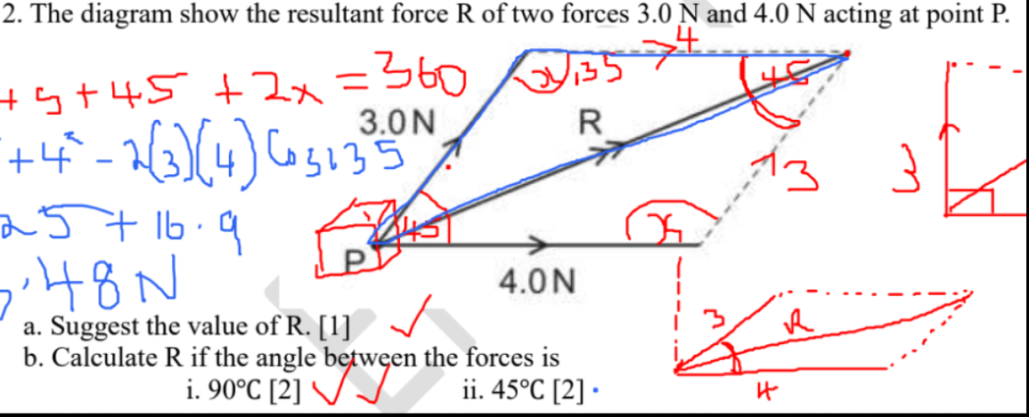 2. The diagram show the resultant force R of | StudyX