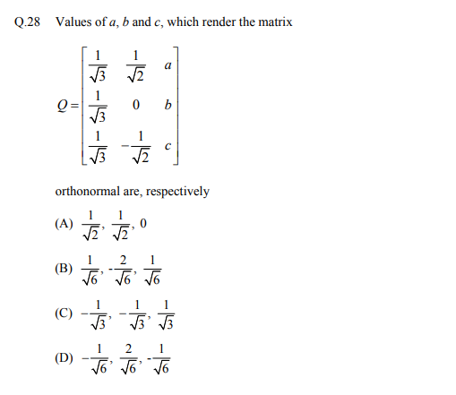 Q.28 Values of a, b and c, which render the | StudyX
