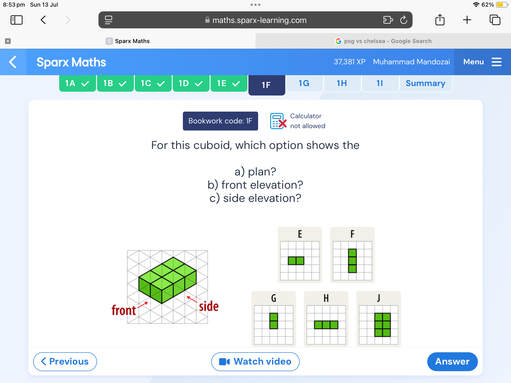 For this cuboid, which option shows the a) | StudyX