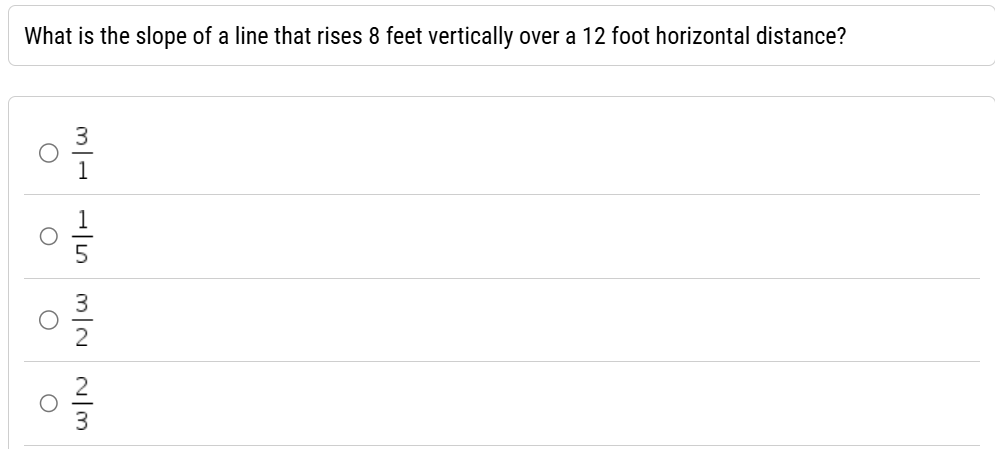 What is the slope of a line that rises 8 | StudyX