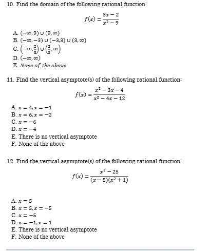 Find the domain of the following rational