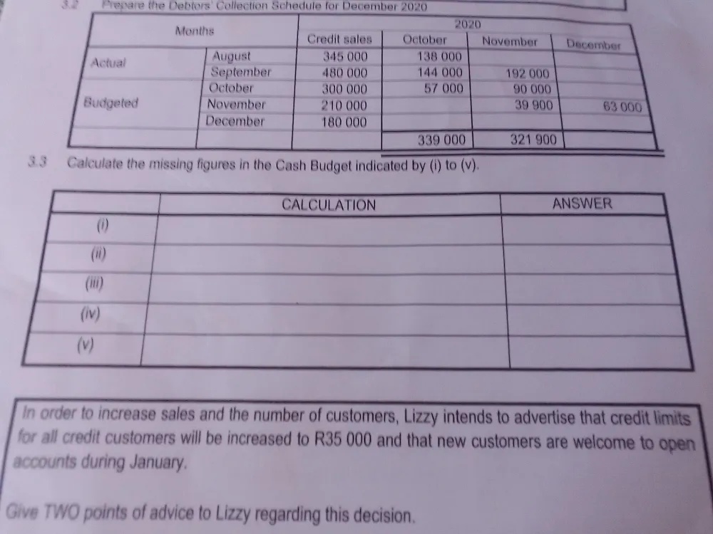 3.2 Prepare the Debtors' Collection Schedule | StudyX