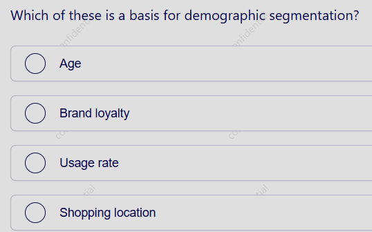 Which of these is a basis for demographic | StudyX