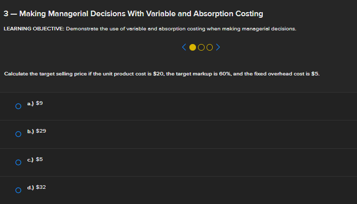Calculate the target selling price if the | StudyX