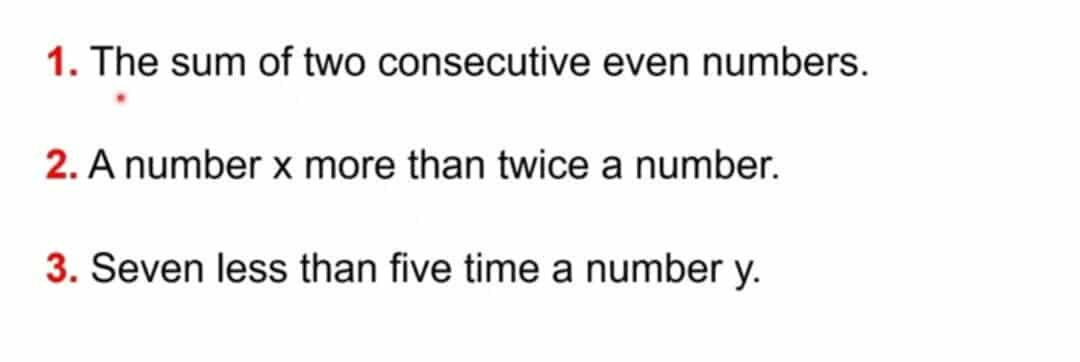 1. The sum of two consecutive even numbers. | StudyX
