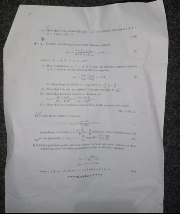 Q4 (a) Consider the following second order | StudyX