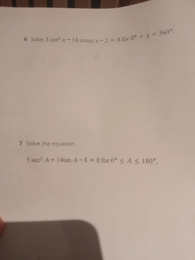 6 Solve $3 ^2 x - 14 x - 2 = 0$ for $0^