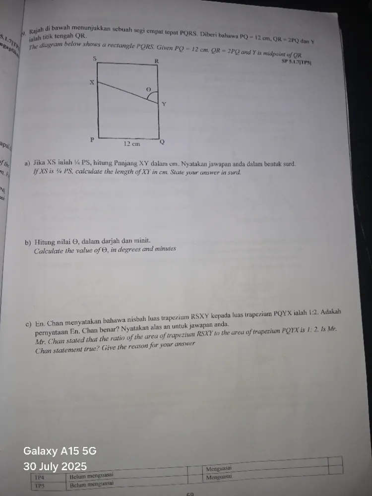 9. Rajah di bawah menunjukkan sebuah segi | StudyX