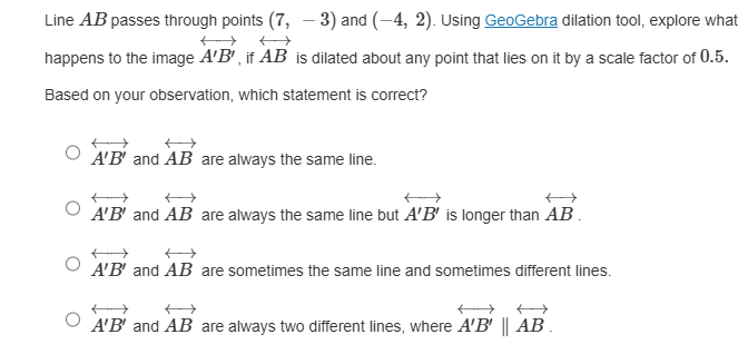Line $ {AB}$ passes through points (7, -3) | StudyX