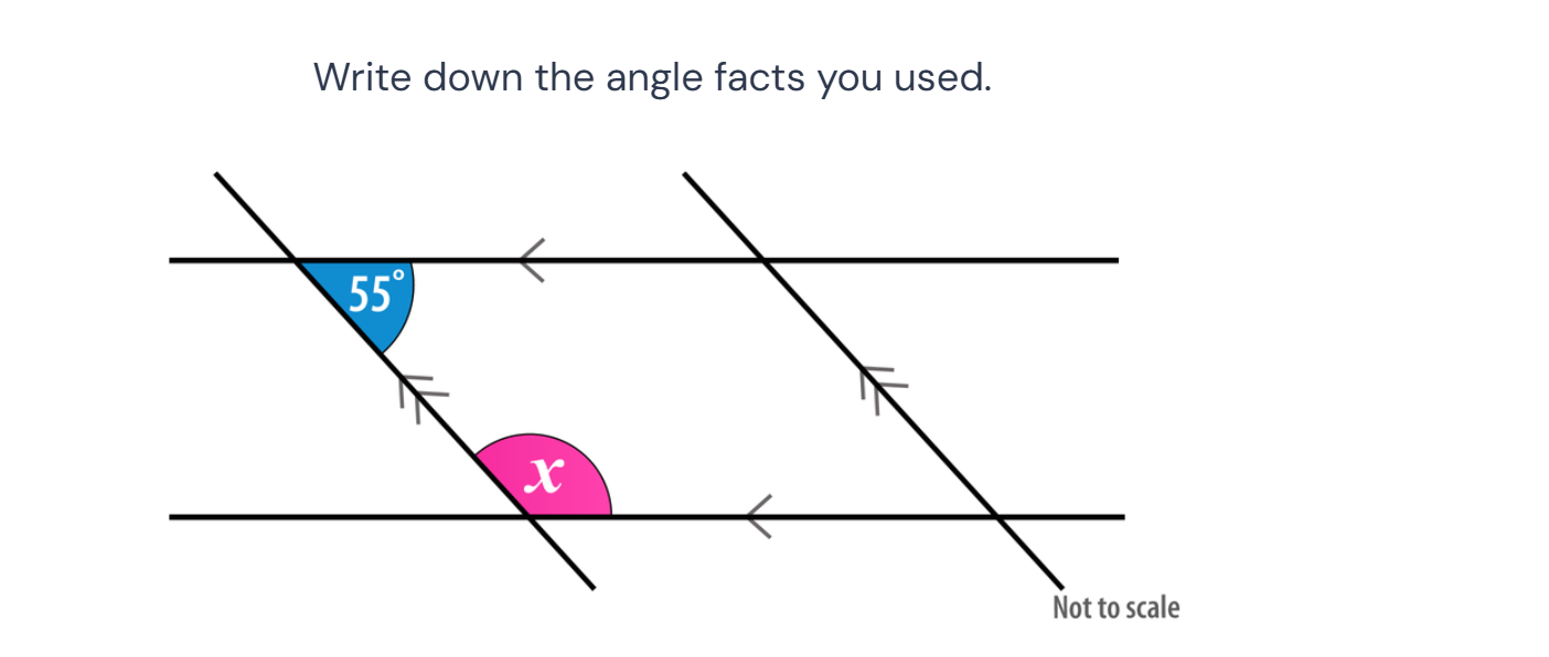 Write down the angle facts you used. In the | StudyX