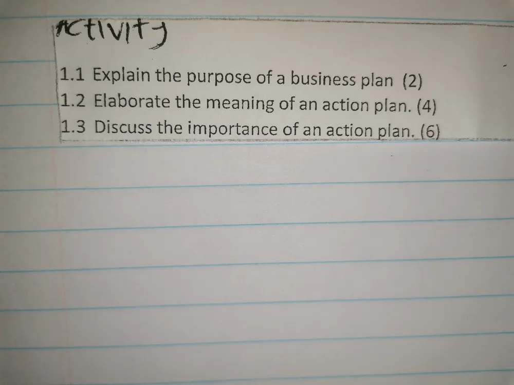 1.1 Explain the purpose of a business plan