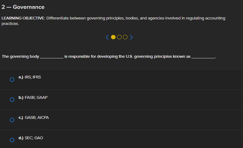 The governing body ______ is responsible for | StudyX