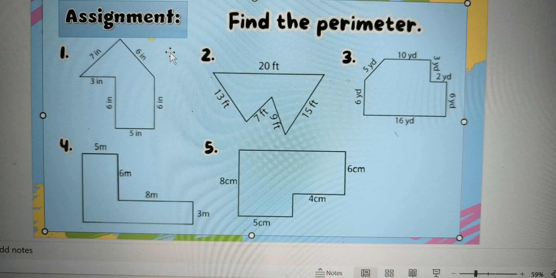Find the perimeter. 1. (Diagram with sides | StudyX