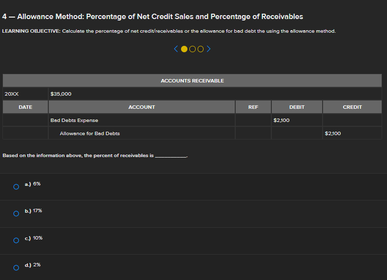4 - Allowance Method: Percentage of Net | StudyX