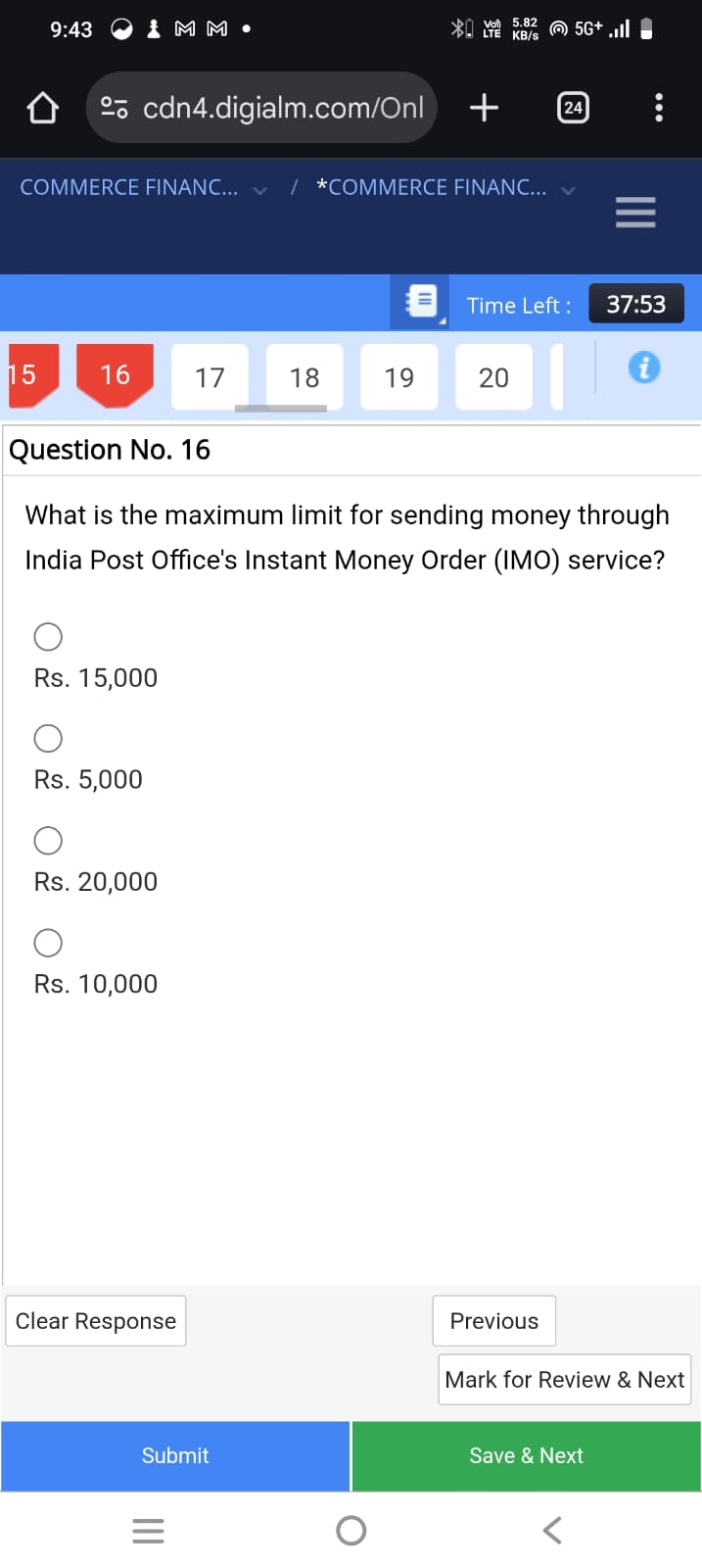 Question No. 16 What is the maximum limit | StudyX