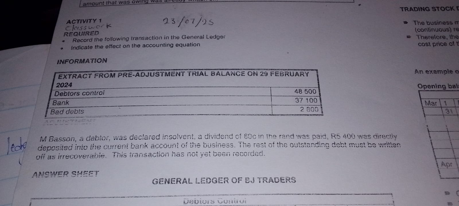 ACTIVITY 1 Classwork REQUIRED * Record the | StudyX