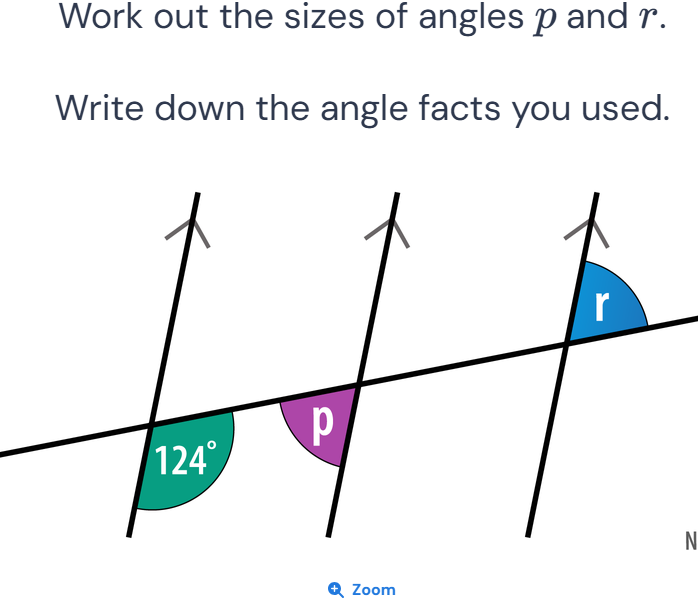 Work out the sizes of angles p and r. Write | StudyX