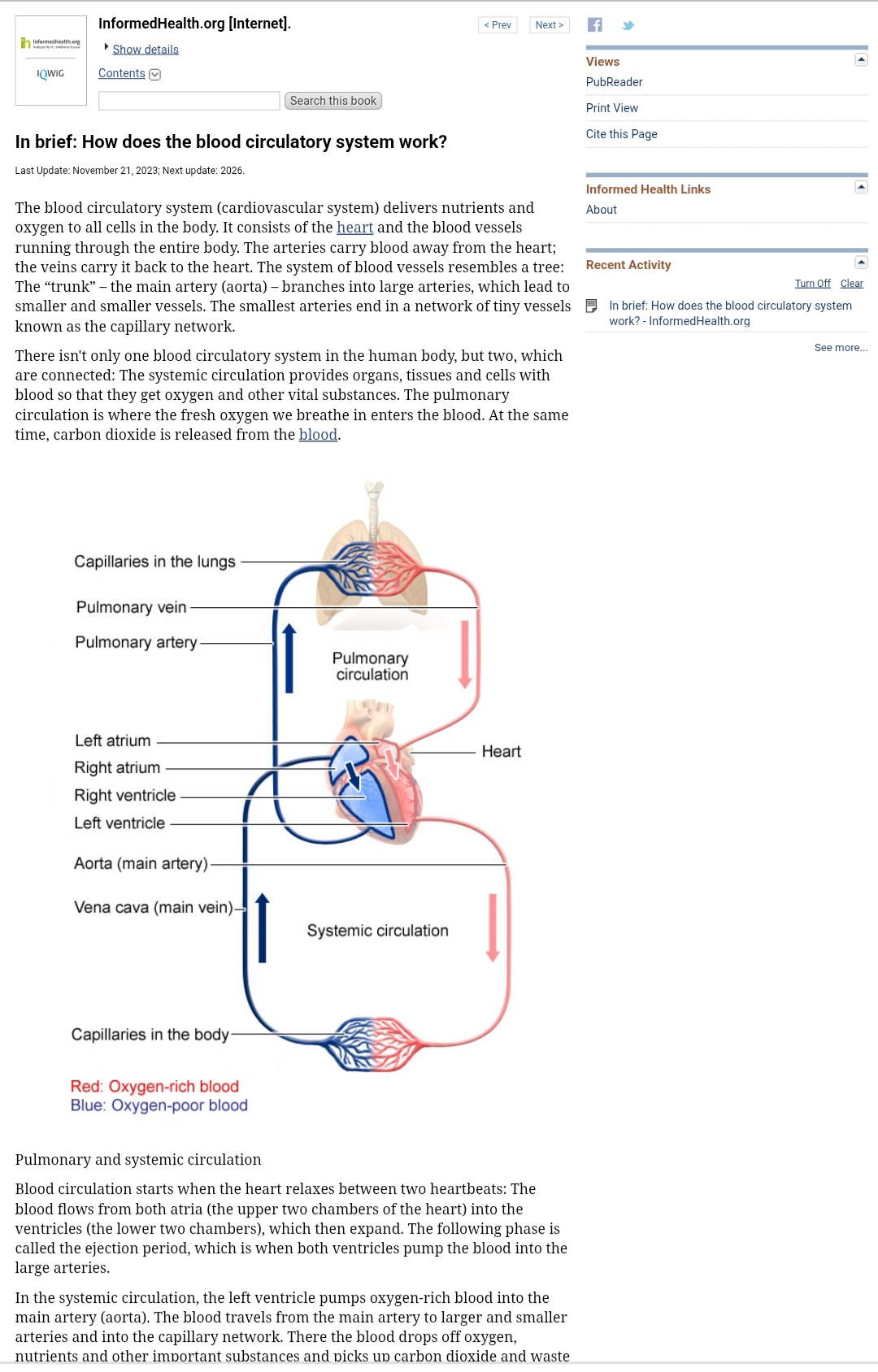 In brief: How does the blood circulatory | StudyX