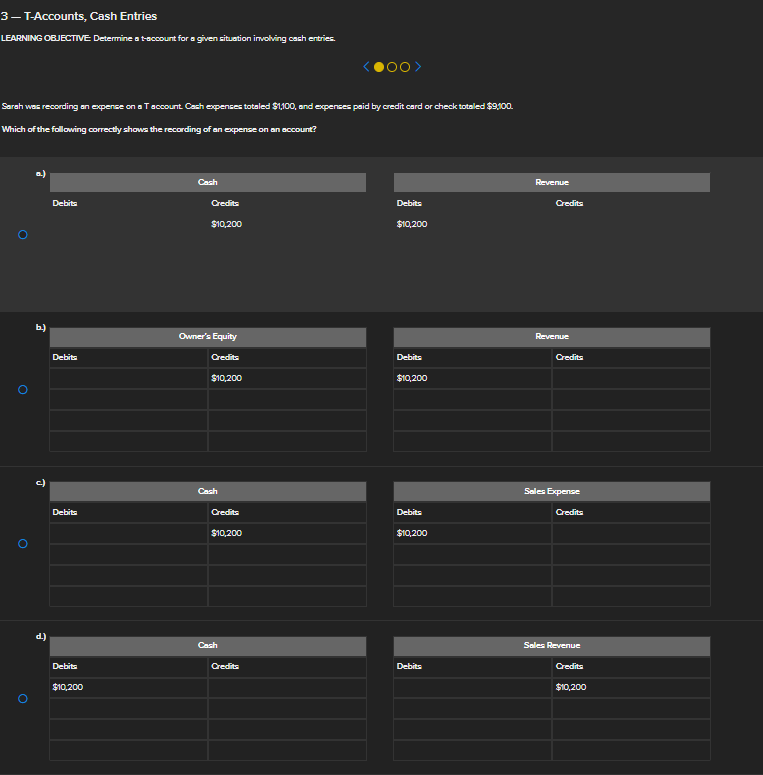 3 - T-Accounts, Cash Entries LEARNING | StudyX