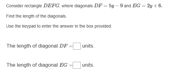 Consider rectangle $DEFG$, where diagonals | StudyX