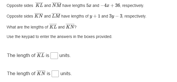 Consider parallelogram $KLMN$. Opposite | StudyX