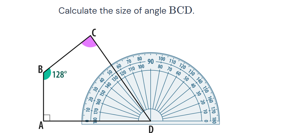 Calculate the size of angle BCD. Angle B