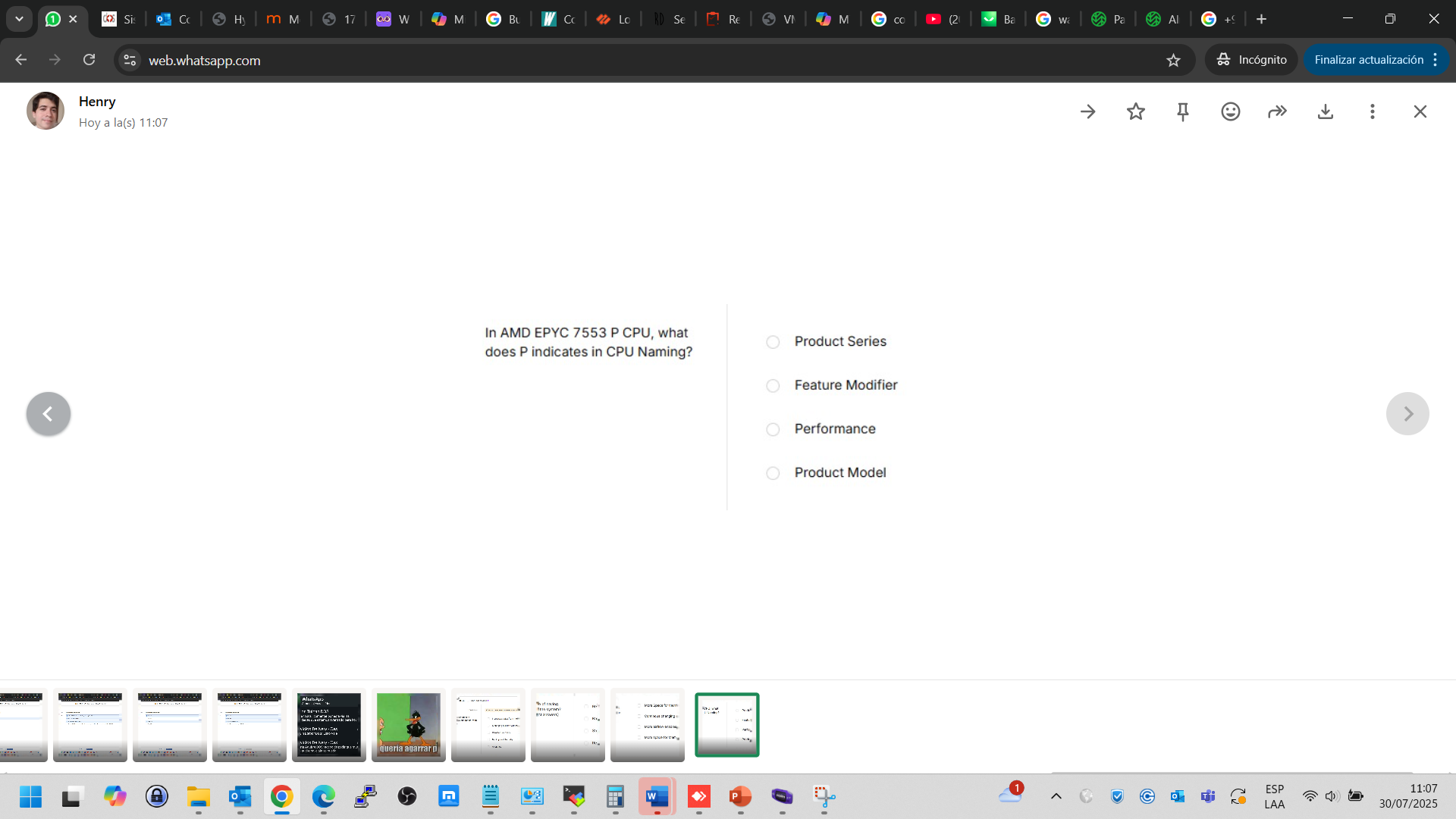 In AMD EPYC 7553 P CPU, what does P | StudyX