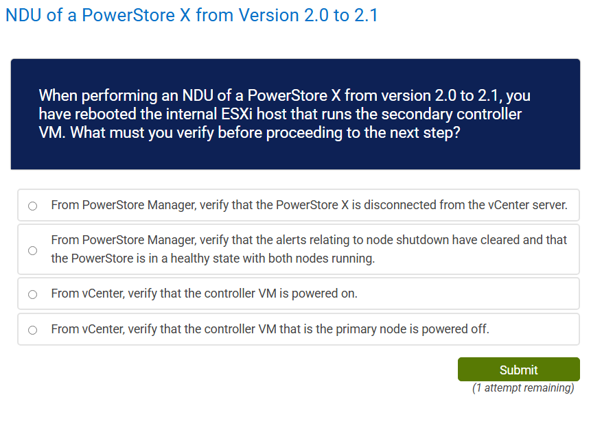 When performing an NDU of a PowerStore X | StudyX