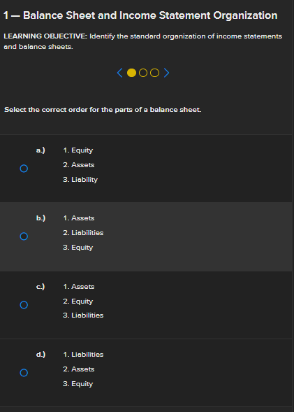 Select the correct order for the parts of a | StudyX