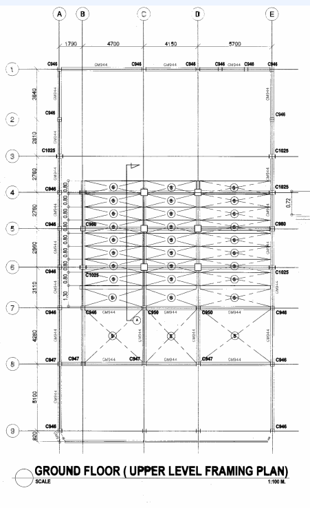 The image shows a ground floor framing plan. | StudyX