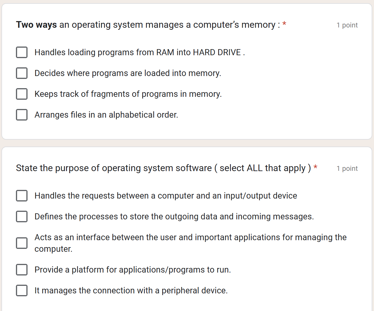 Two ways an operating system manages a | StudyX