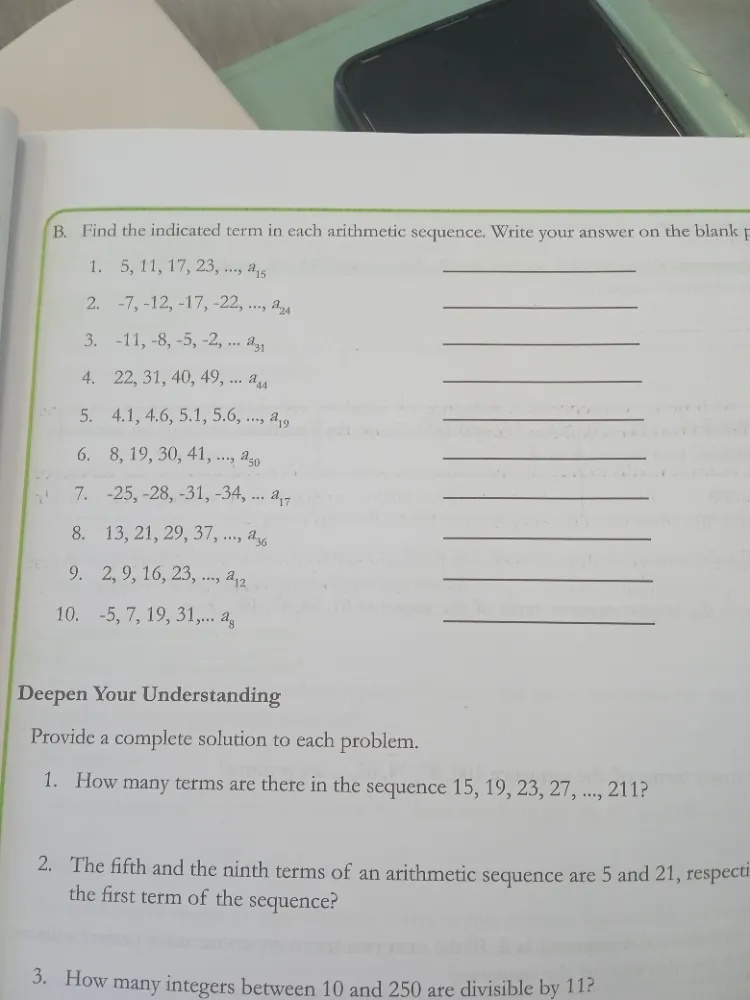 B. Find the indicated term in each | StudyX