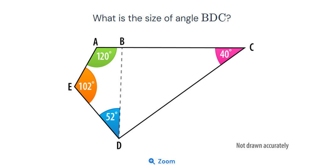 What is the size of angle BDC? Diagram with | StudyX