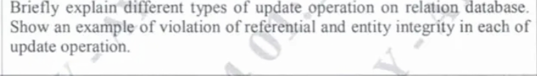 Briefly explain different types of update | StudyX