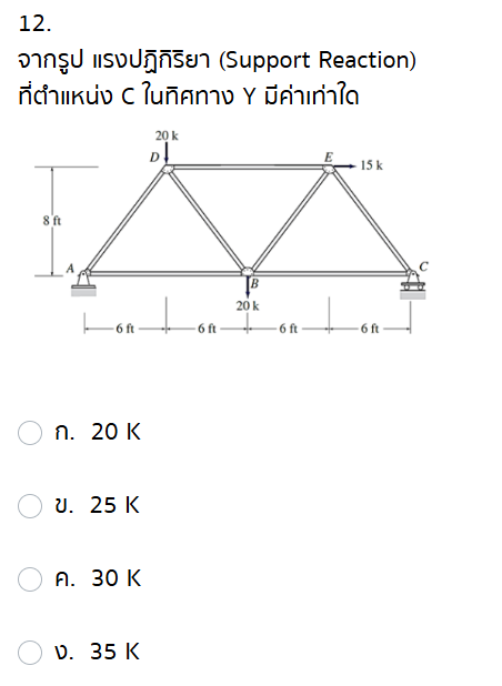 12. จากรูป แรงปฏิกิริยา (Support Reaction) | StudyX