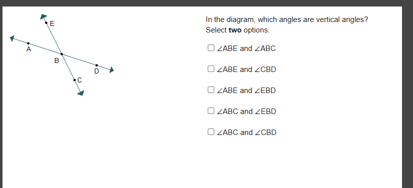 In the diagram, which angles are vertical | StudyX