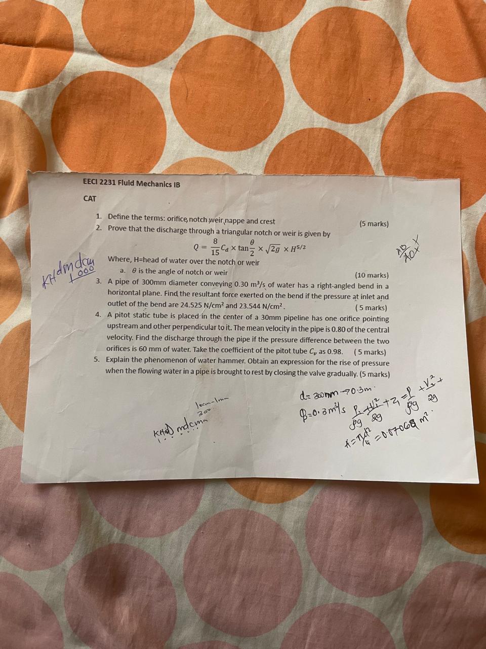 1. Define the terms: orifice, notch weir, | StudyX