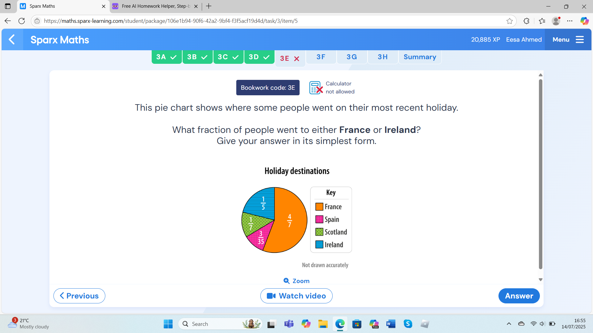 This pie chart shows where some people went | StudyX