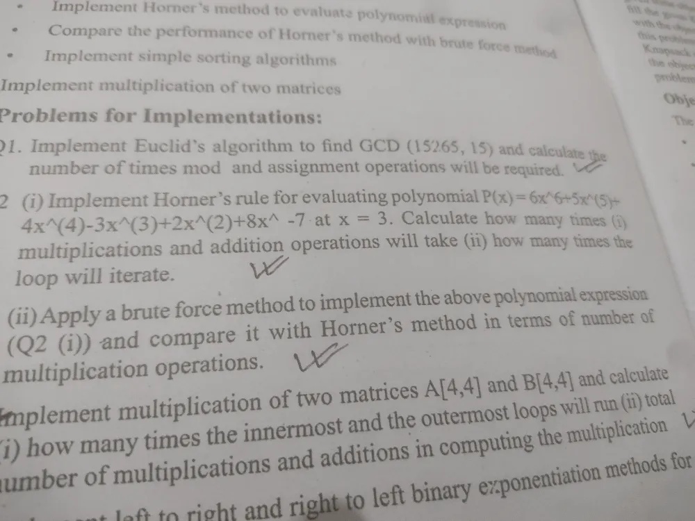 Q1. Implement Euclid's algorithm to find GCD | StudyX